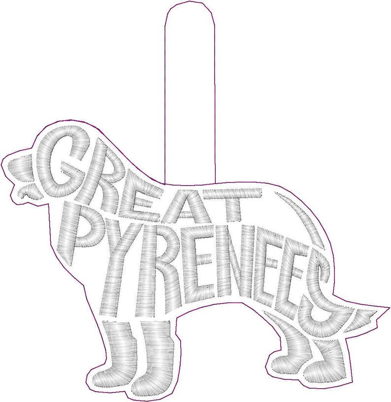 Embroidery Design Digitized Great Pyrenees Keychain 4 X 4 - Etsy