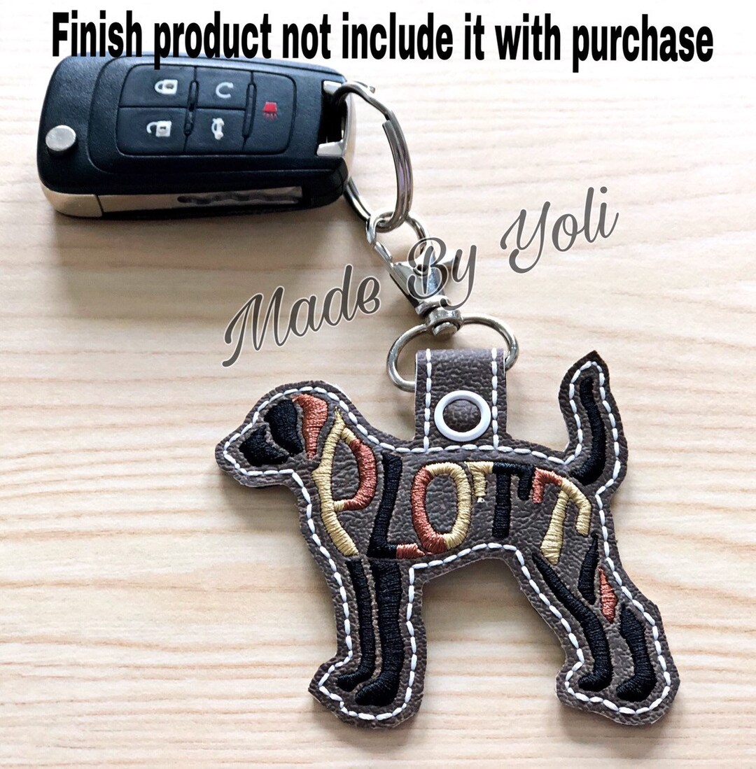 Embroidery Design Digitized Plott Hound Text Fill Keychain 4 X 4 - Etsy