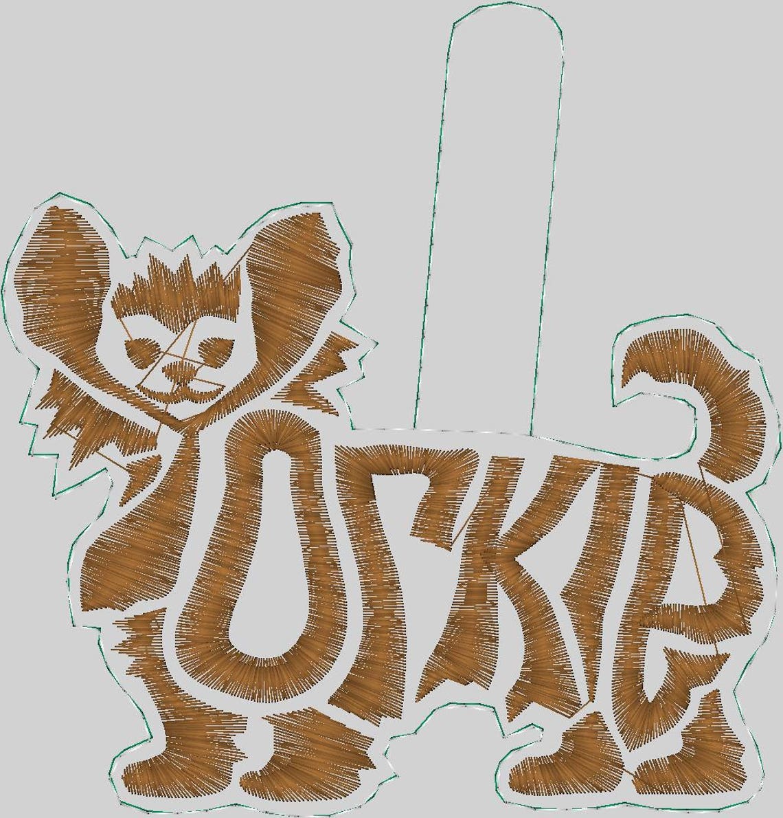 Embroidery Design Digitized Yorkie Text Fill Keychain 4 X 4 | Etsy