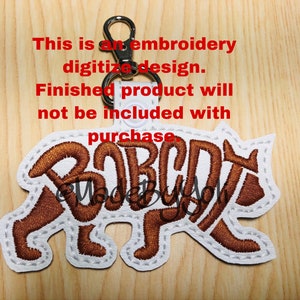 Embroidery Design Digitized Bobcat Keychain 4 X 4 - Etsy