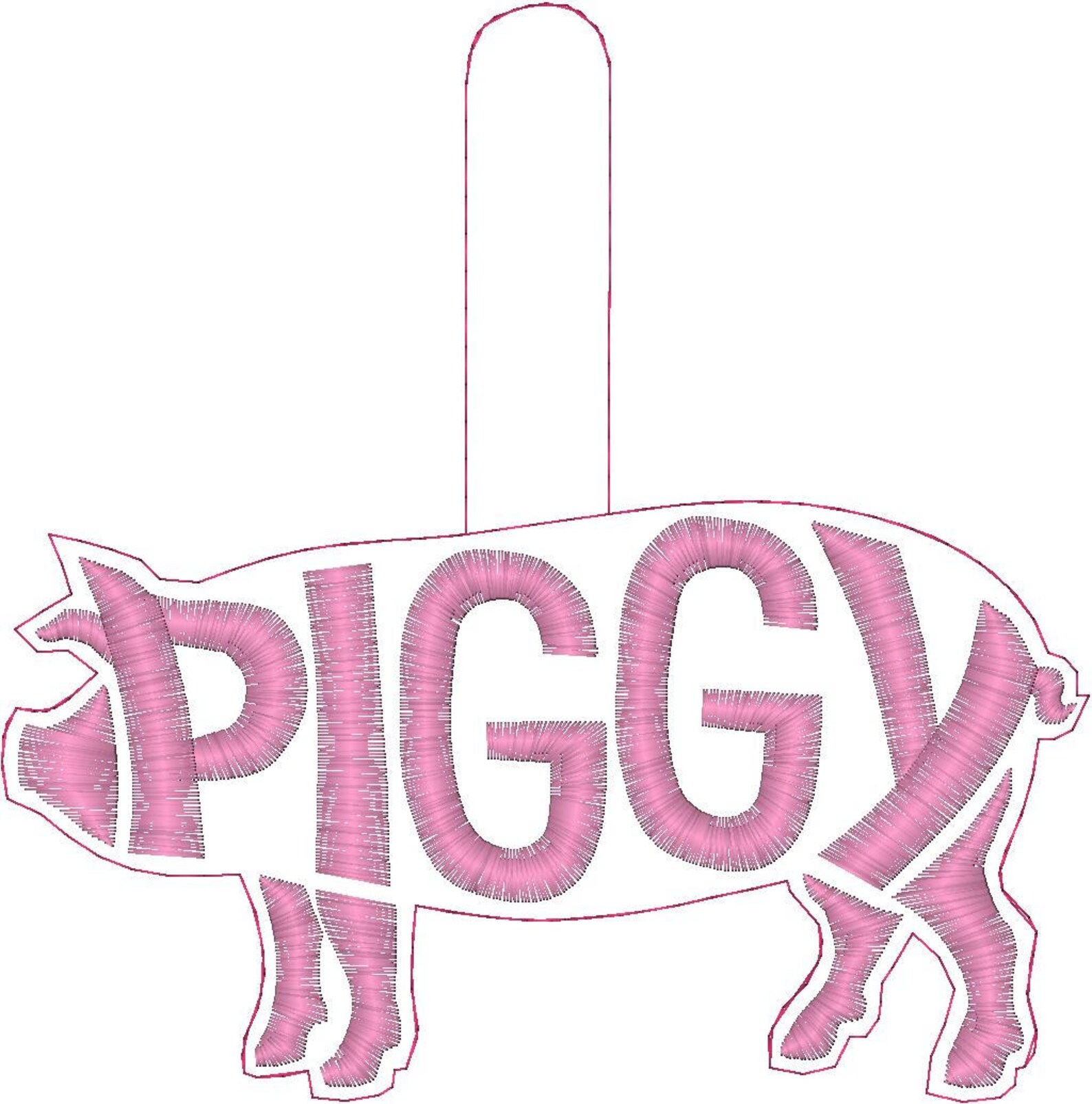 Embroidery Design Digitized Piggy Text Fill Keychain 4 X 4 - Etsy