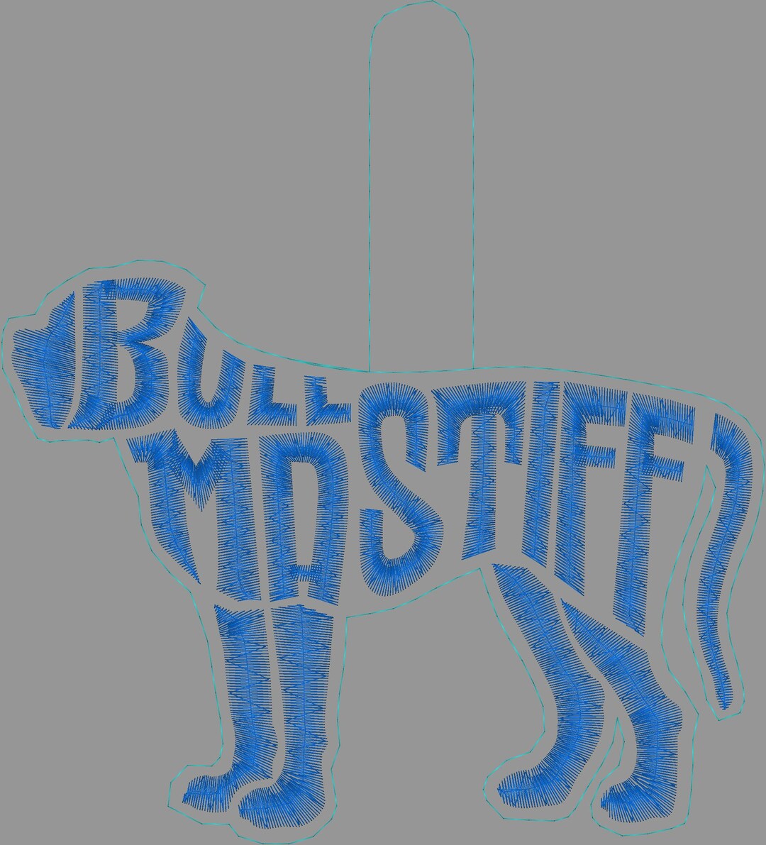 Embroidery Design Digitized Bull Mastiff Text Fill Keychain 4 X 4 - Etsy