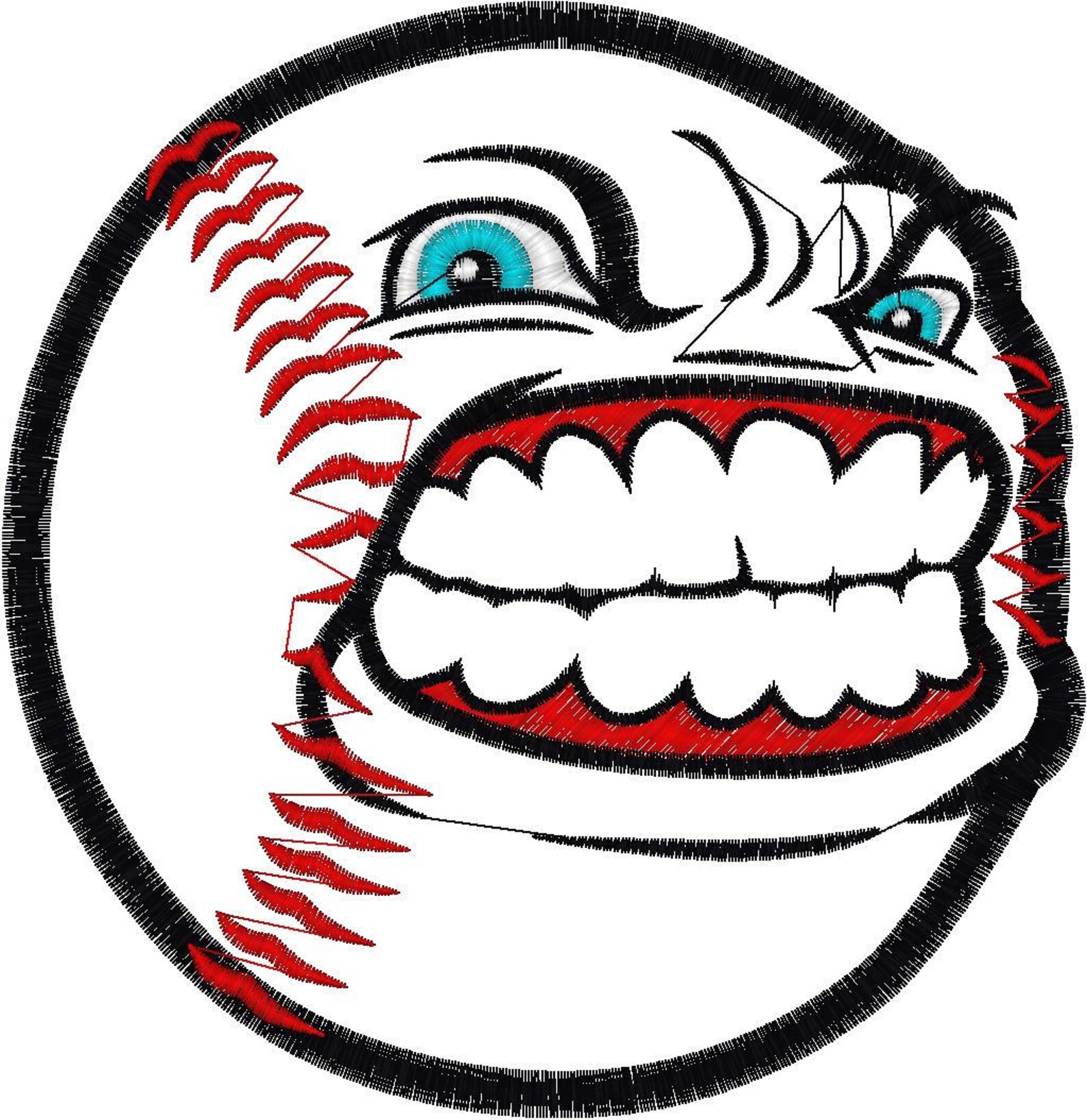 Embroidery Design Digitized Baseball Face Applique 4 X 4 | Etsy