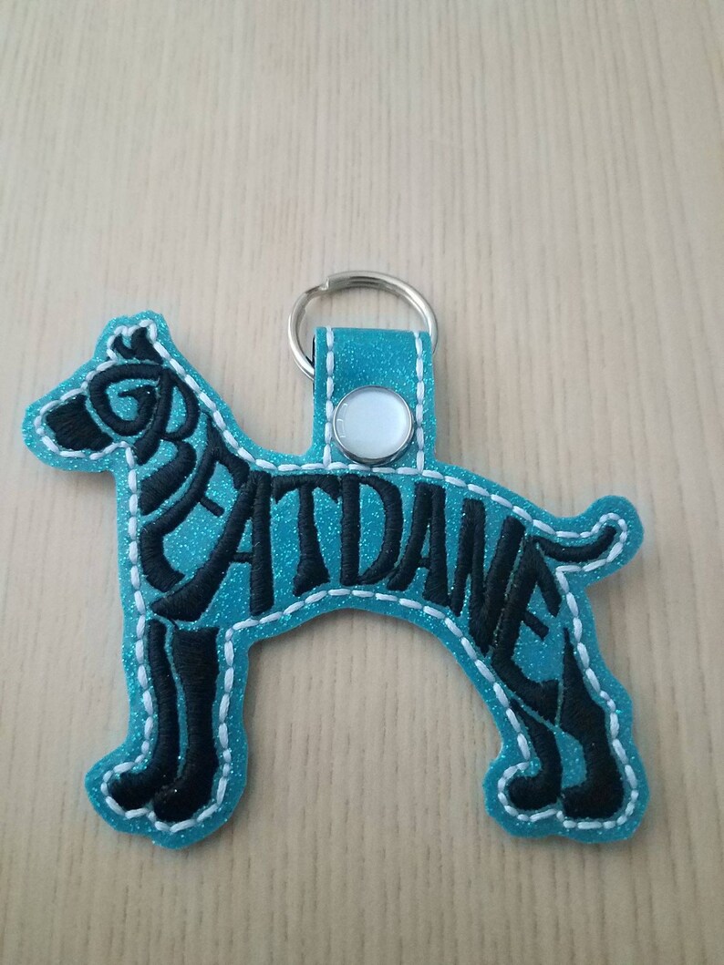 Embroidery Design Digitized Great Dane Text Fill Keychain 4 x | Etsy