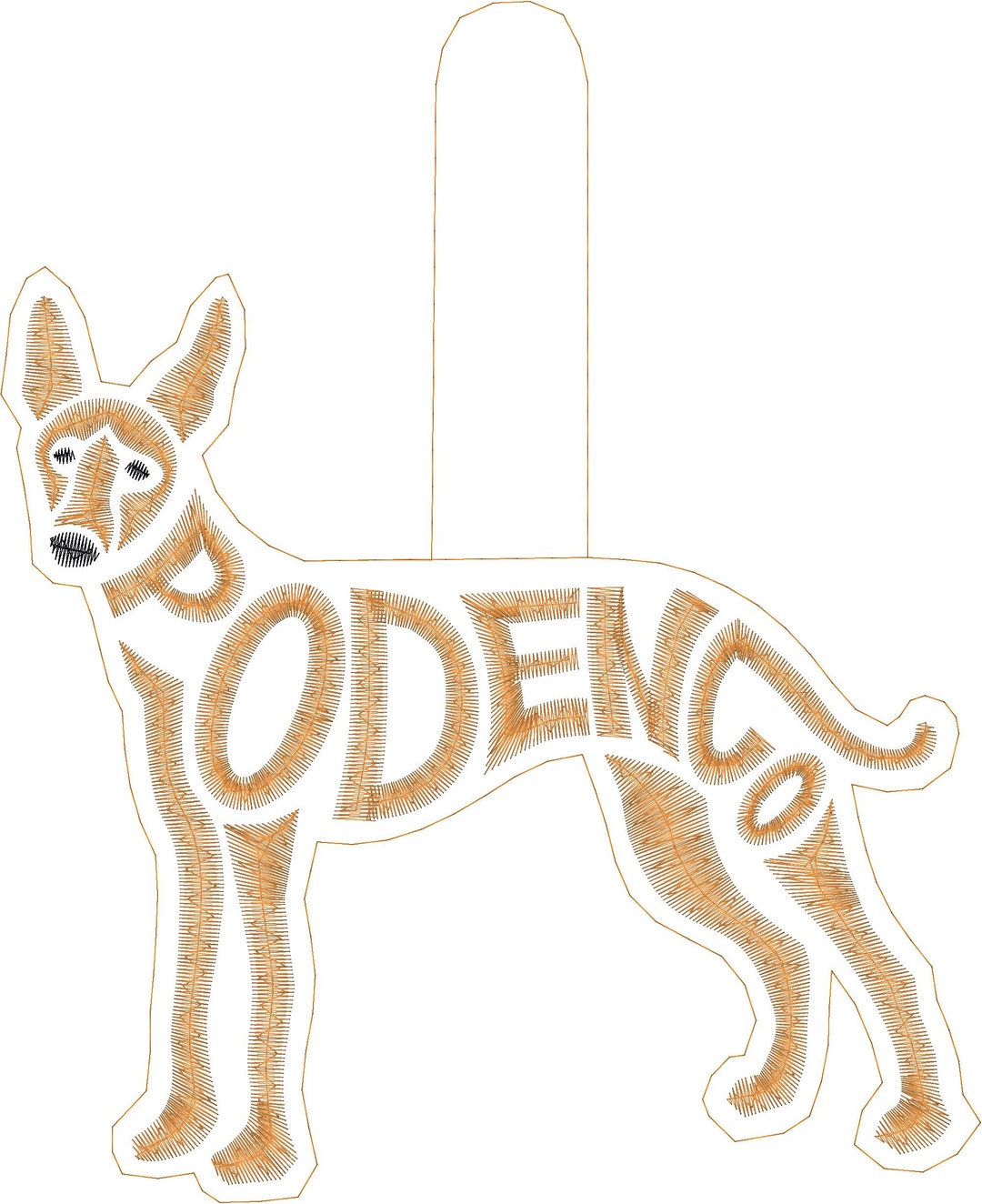 Embroidery Design Digitized Podenco Text Fill Keychain 4 X 4 - Etsy