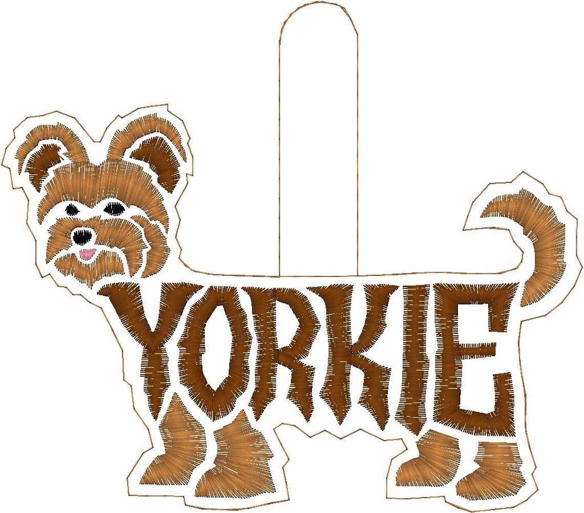 Embroidery Design Digitized Yorkie Two Tone Text Fill Keychain 4 X 4 - Etsy