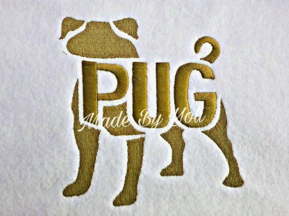 Embroidery Design Digitized Pug Text Fill 5 X 7 - Etsy