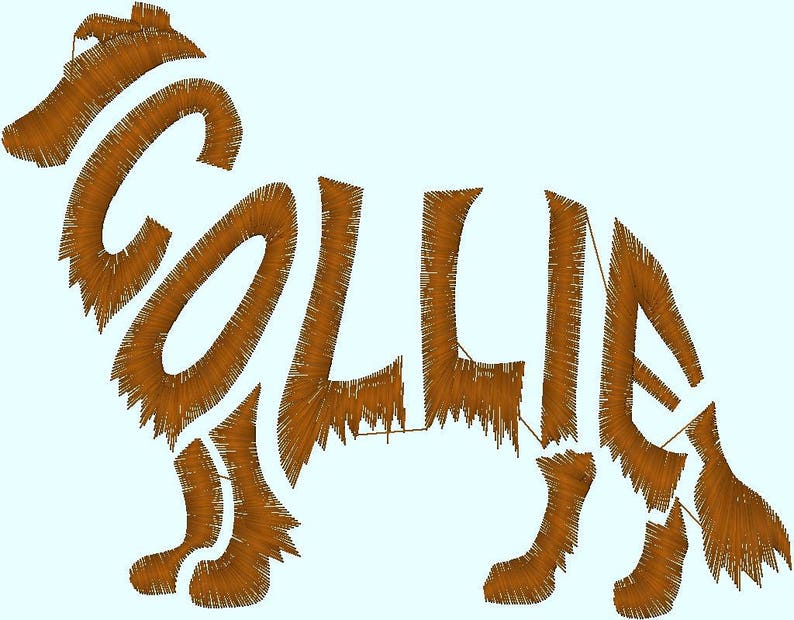 Embroidery Design Digitized Collie Text Fill 4 X 4 - Etsy