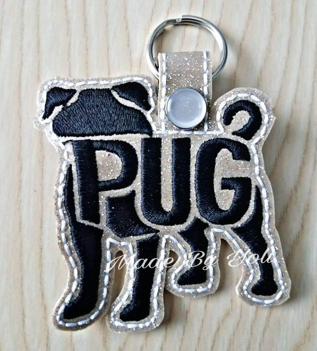 Embroidery Design Digitized Pug Text Fill Keychain 4 X 4 - Etsy