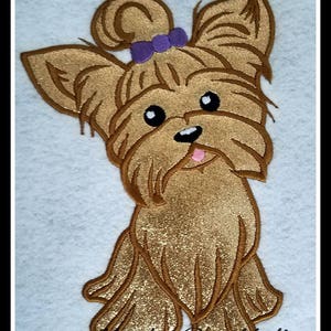 Embroidery Design Digitized Yorkie With Bow Applique 5 X 7 - Etsy