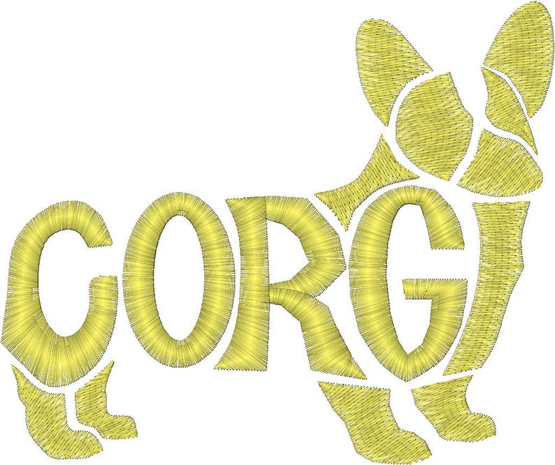 Embroidery Design Digitized Corgi Text Fill 4 X 4 - Etsy