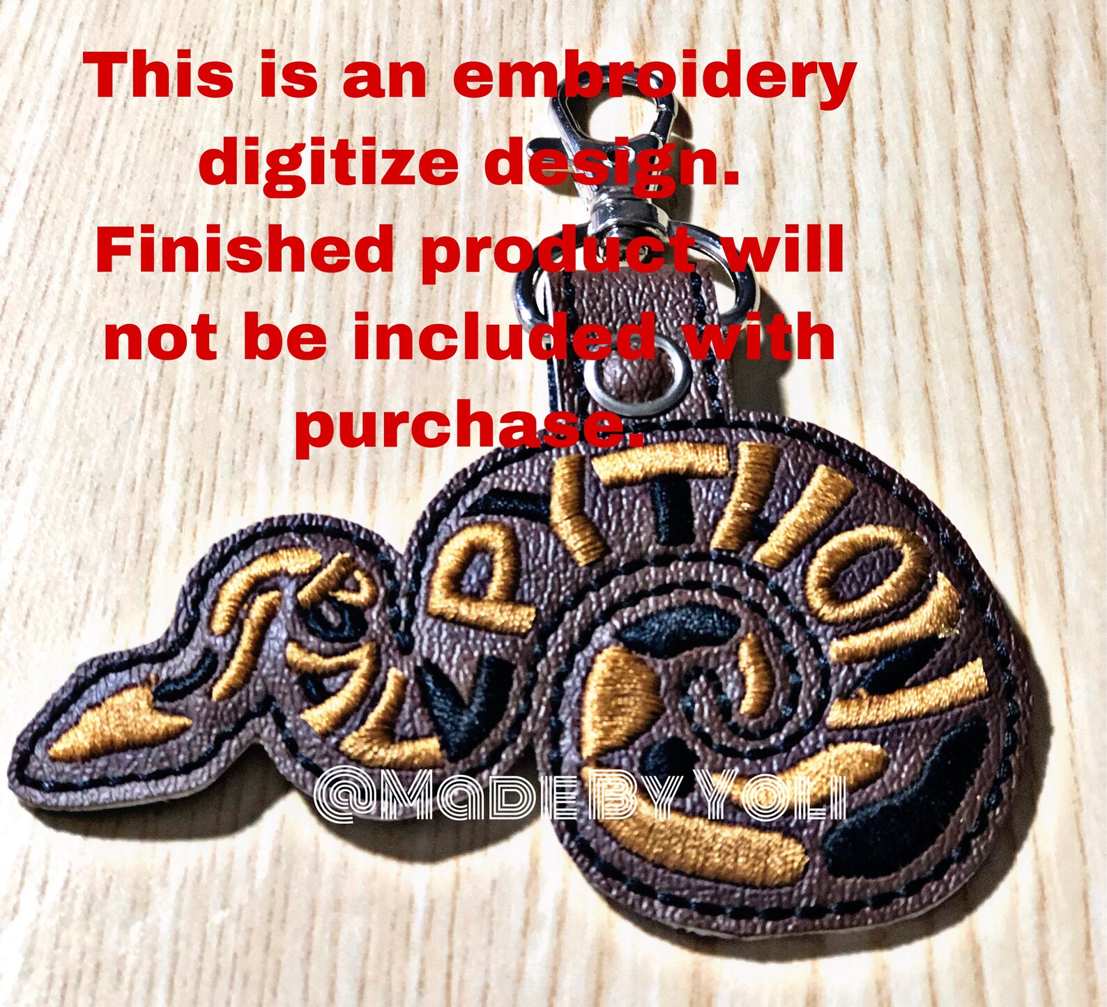 Embroidery Design Digitized Ball Python Keychain 4 X 4 - Etsy