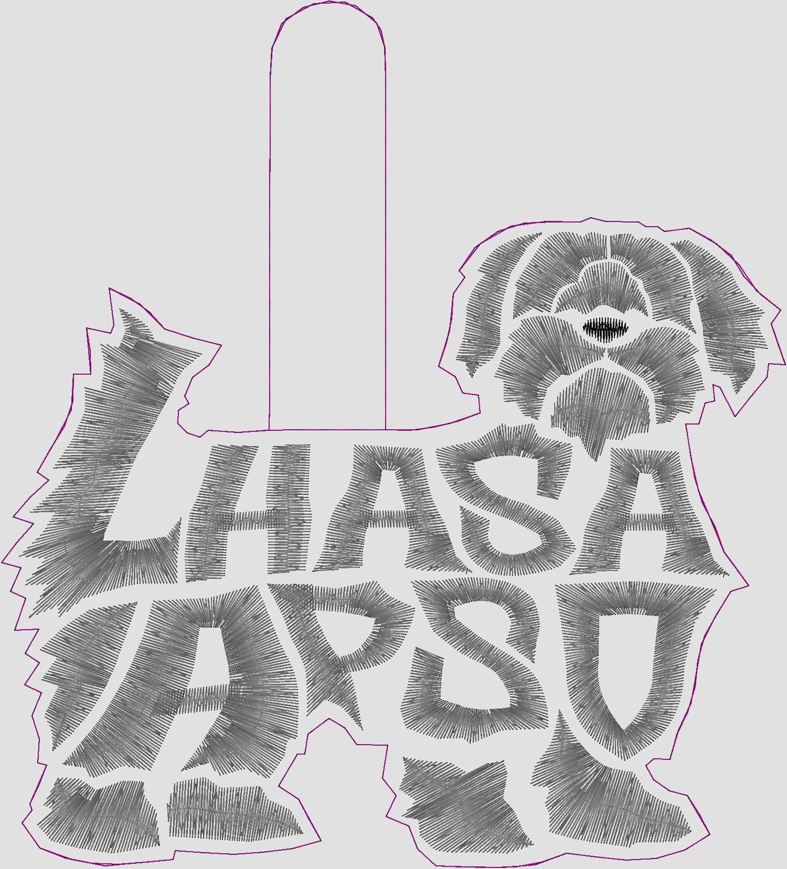Embroidery Design Digitized Lhasa Apso Text Fill Keychain 4 X 4 - Etsy