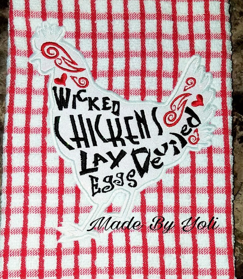 Embroidery Design Digitized Wicked Chickens Lay Deviled Eggs Applique 4 ...