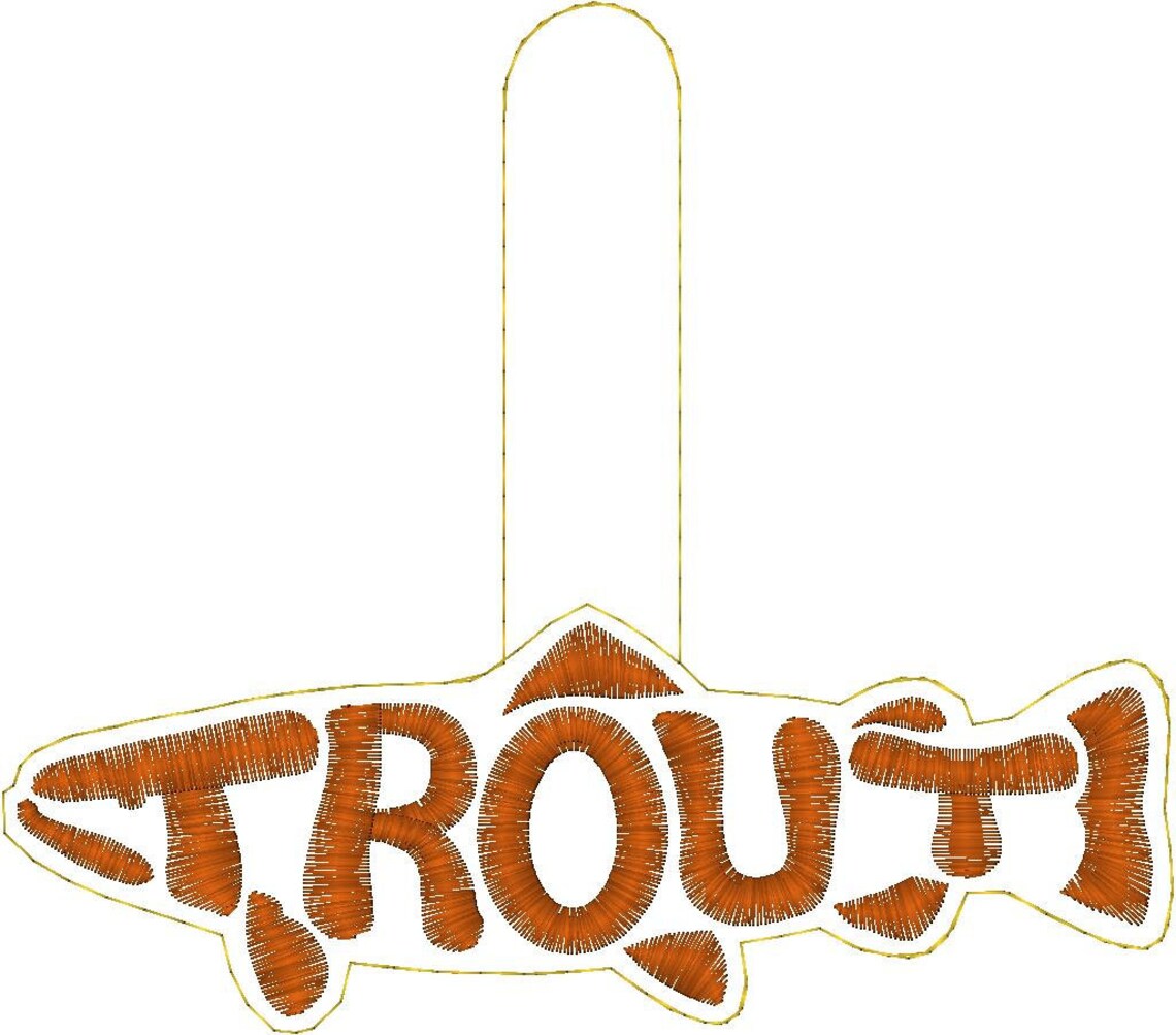 Embroidery Design Digitized Trout Keychain 4 x 4 | Etsy