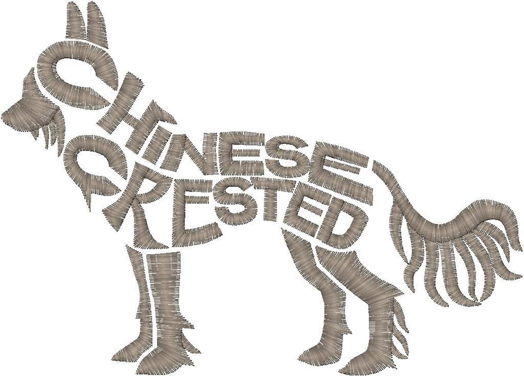 Embroidery Design Digitized Chinese Crested Dog 4 X 4 - Etsy