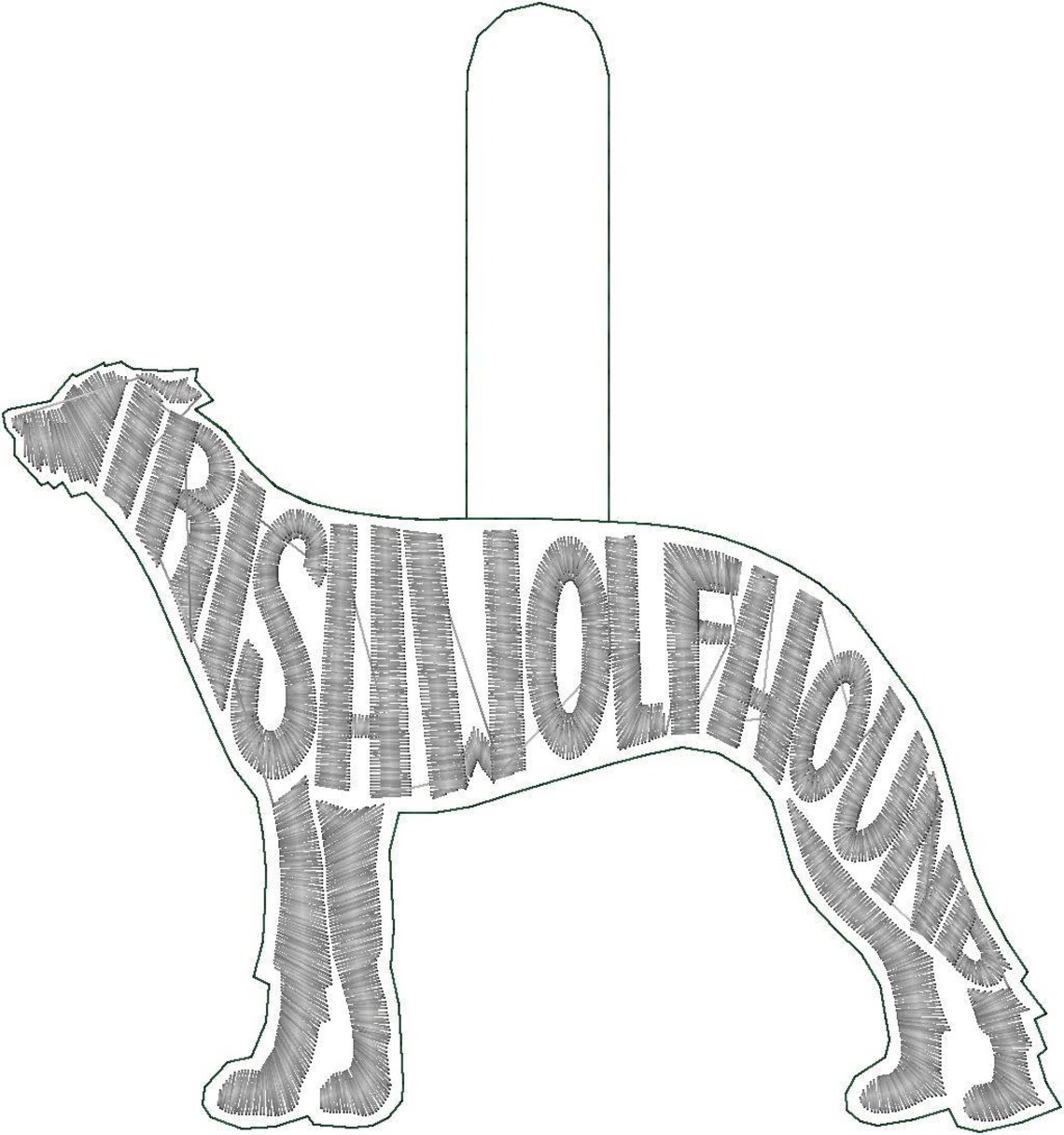 Embroidery Design Digitized Irish Wolfhoundr Dog Keychain 4 X | Etsy
