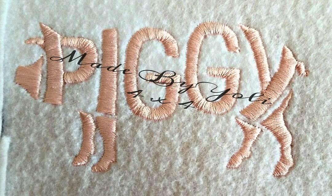 Embroidery Design Digitized Piggy Text Fill 4 X 4 - Etsy