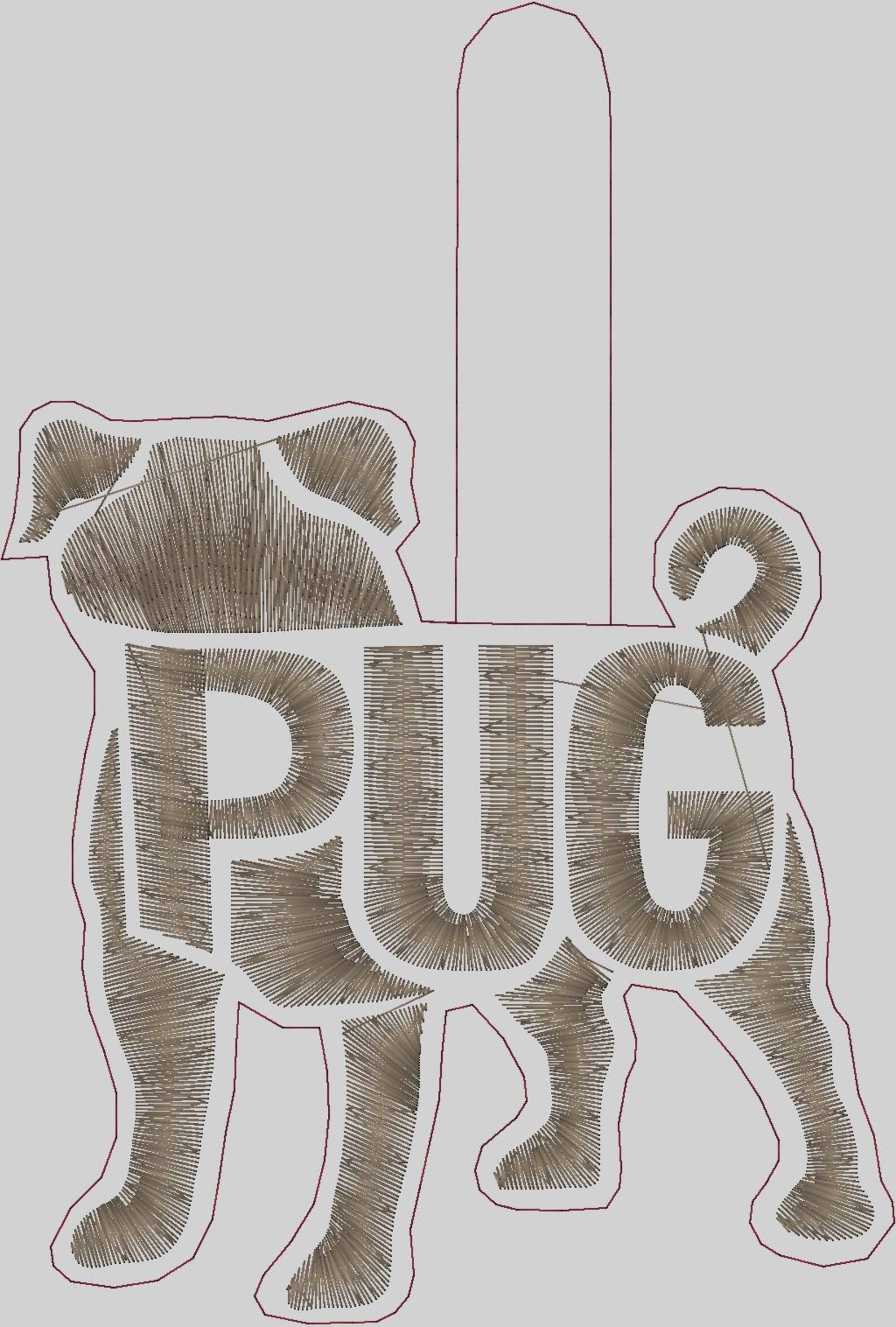Embroidery Design Digitized Pug Text Fill Keychain 4 X 4 - Etsy