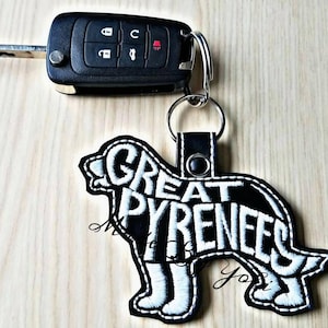 Embroidery Design Digitized Great Pyrenees Keychain 4 X 4 - Etsy
