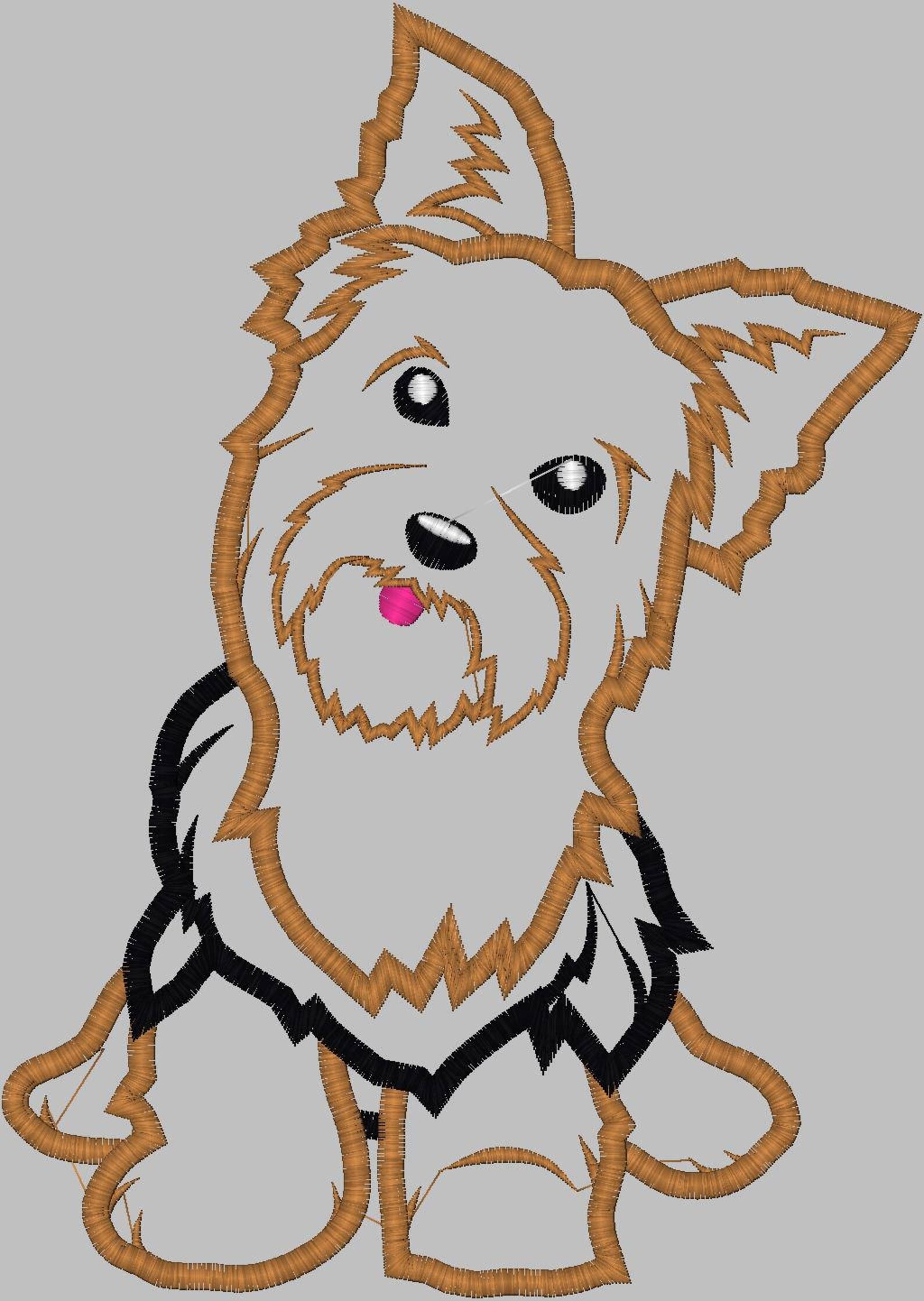 Embroidery Design Digitized Dark Yorkie Applique 5 X 7 - Etsy Norway