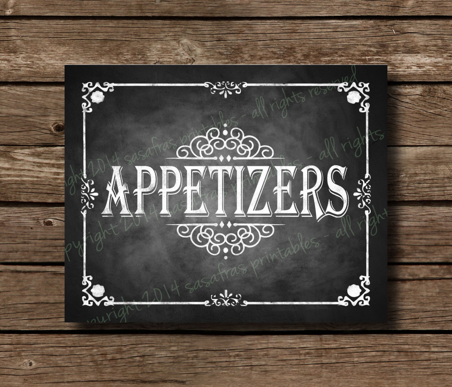 Printable Chalkboard Wedding Appetizers Sign Buffet Sign | Etsy