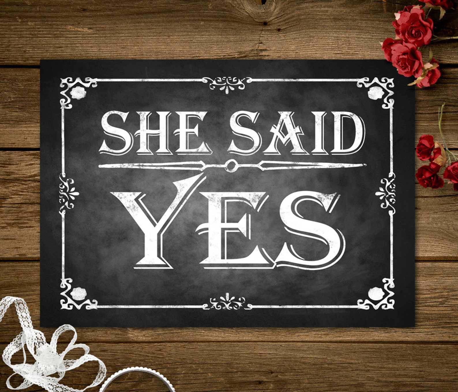 He Asked She Said Yes Printable Chalkboard Wedding Signs - Etsy