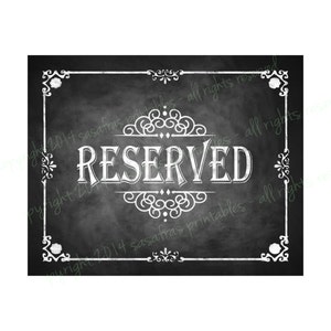 Printable Chalkboard Wedding Reserved Sign Reserved for Sign - Etsy
