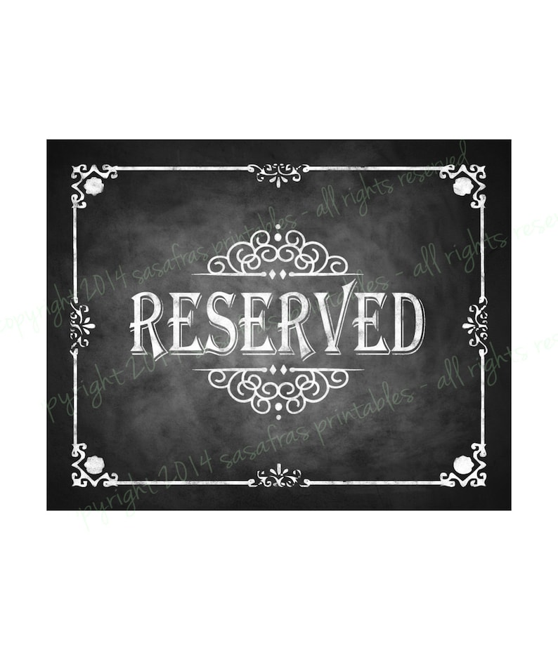 Printable Chalkboard Wedding Reserved Sign Reserved for Sign - Etsy
