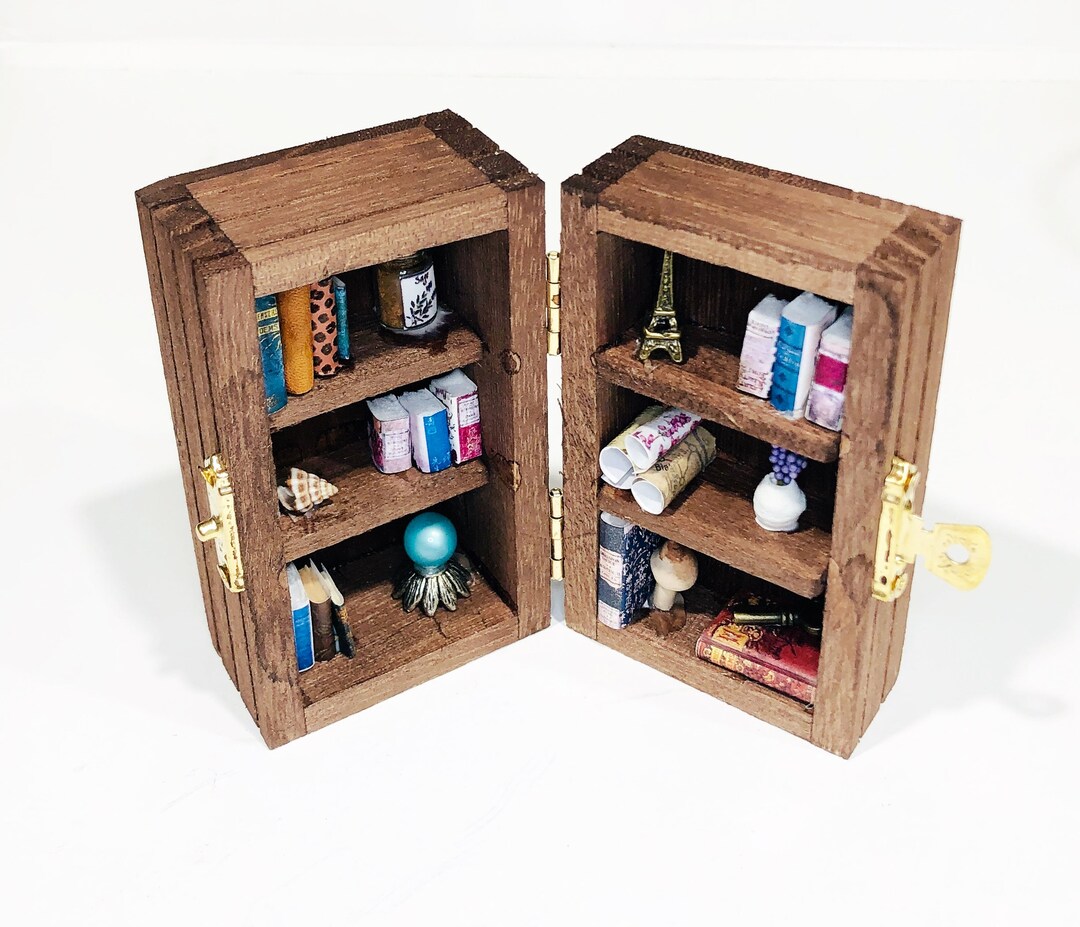Miniature Fairy Library Hutch Furniture. Fantasy Books & Newspapers ...