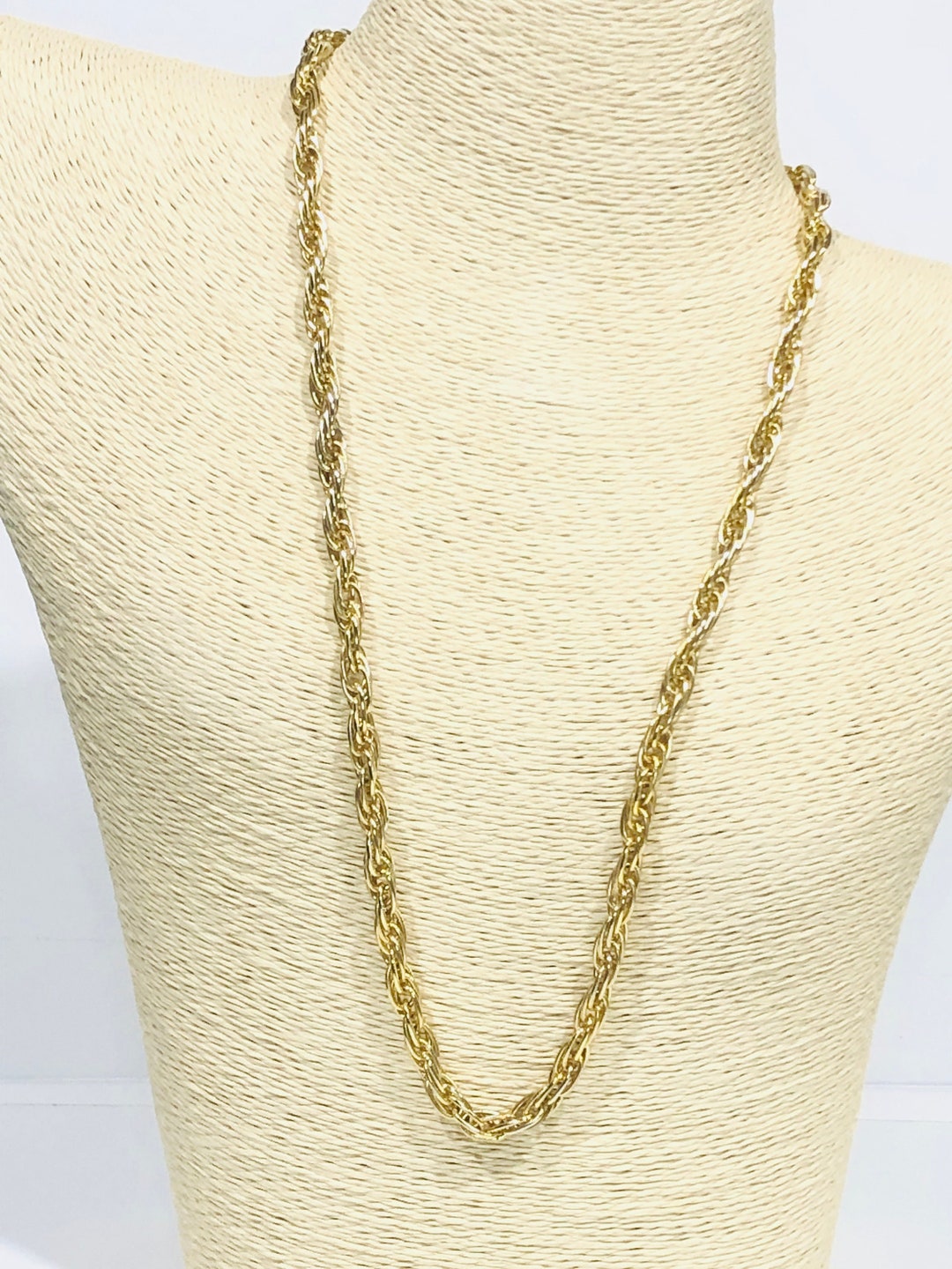 Vintage 24 Gold Chain Necklace. Gold Triple Link Chain. Stunning ...