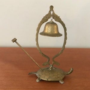 Vintage Solid Brass Small Turtle Dinner Bell Gong, Separate Brass ...