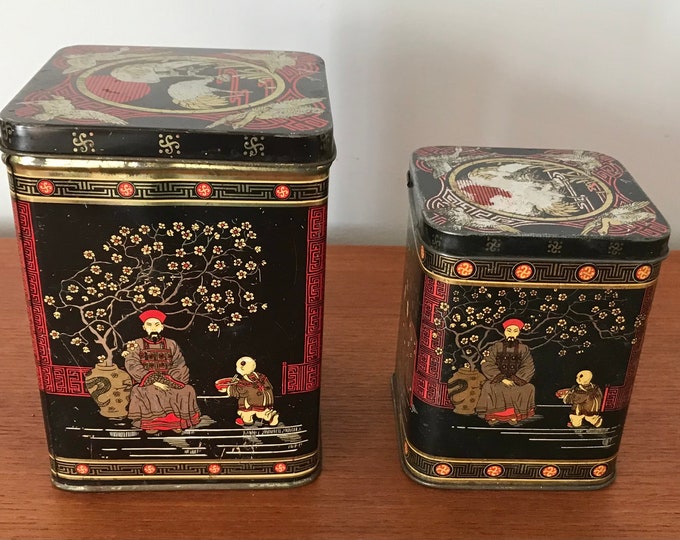 Vintage Murchies Asian Tea or Kitchen Storage Tins, Set of 2, Chinese ...