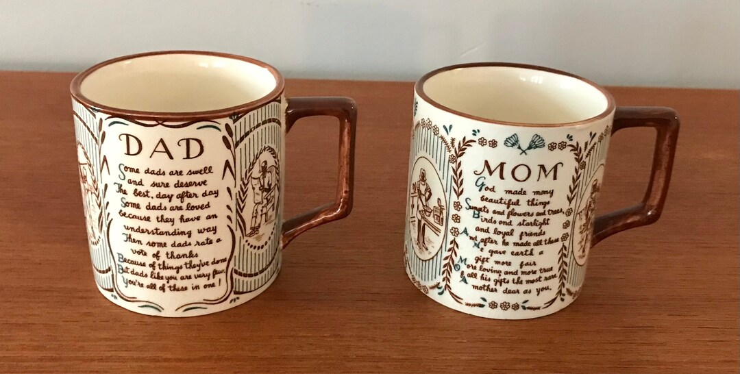 1950s mom & dad Mugs, Set of 2 Mugs, Dad at Work, Sailing, Golfing, Mom ...