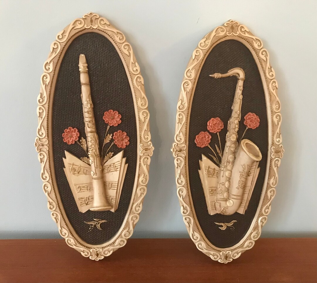 Vintage Girotti Sculptured Art Chalkware Musical Wall Plaques ...