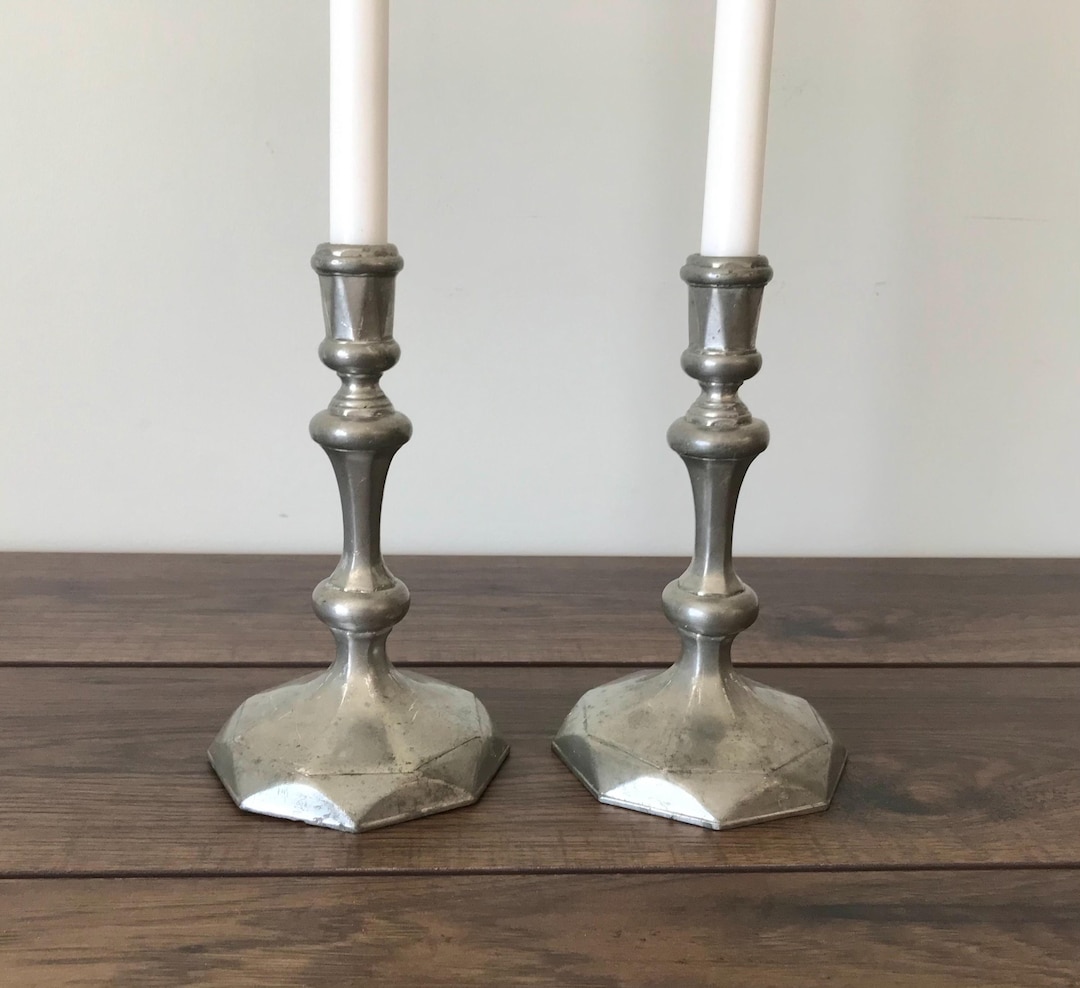 Vintage Stieff Pewter Candle Holders, Williamsburg Restoration Design ...