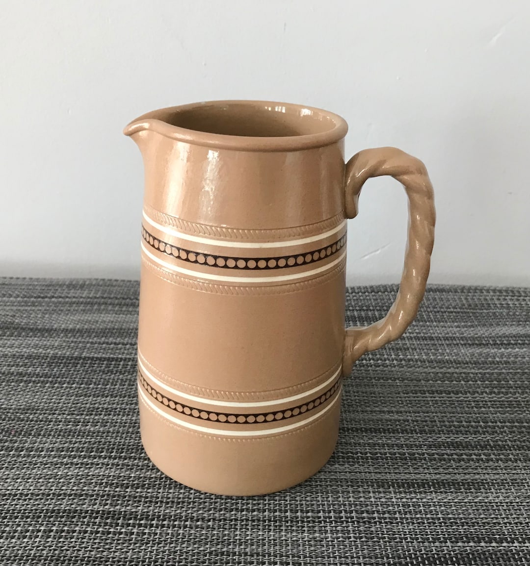 Antique Dudson Brothers Hanley Salt Glaze Pitcher, Brown Stoneware ...