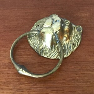 Solid Brass Lion’s Head Door Knocker, Vintage Solid Brass Door Knocker, Brass Knocker Ring, Lion ...