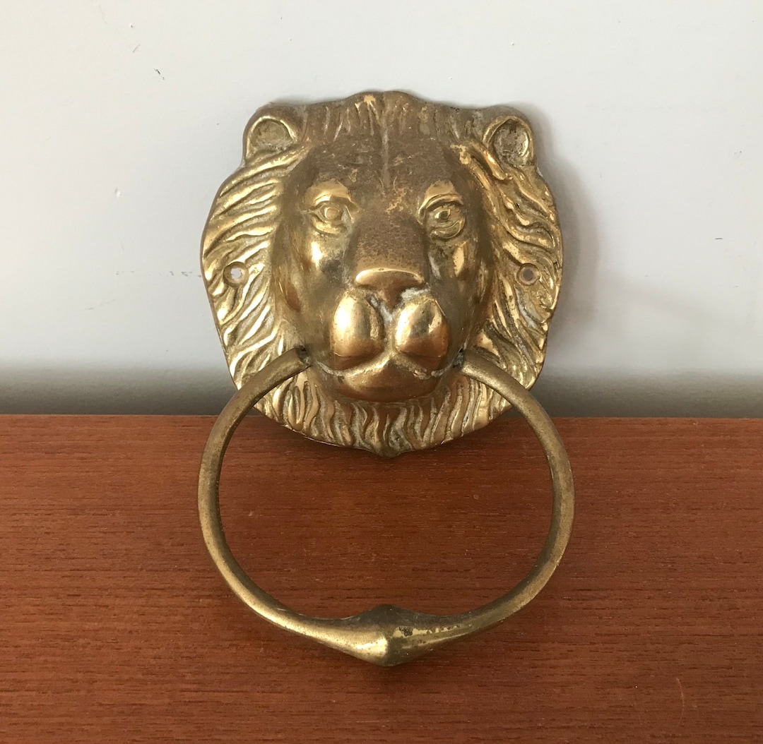 Solid Brass Lion’s Head Door Knocker, Vintage Solid Brass Door Knocker ...