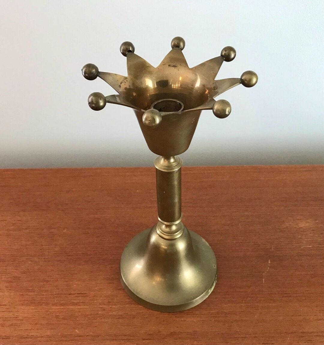 Vintage Solid Brass Crown or Jester Hat Candlestick, Vintage 1960s ...