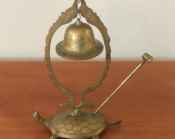 Vintage Solid Brass Small Turtle Dinner Bell Gong, Separate Brass ...