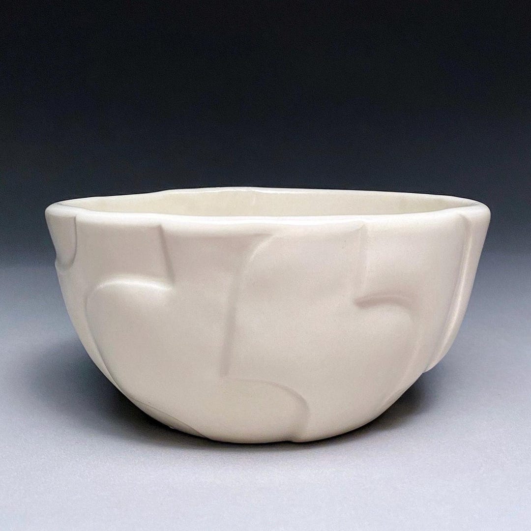 Handmade White Ceramic Bowl No. 1, Wheel Thrown Sculptural Porcelain ...