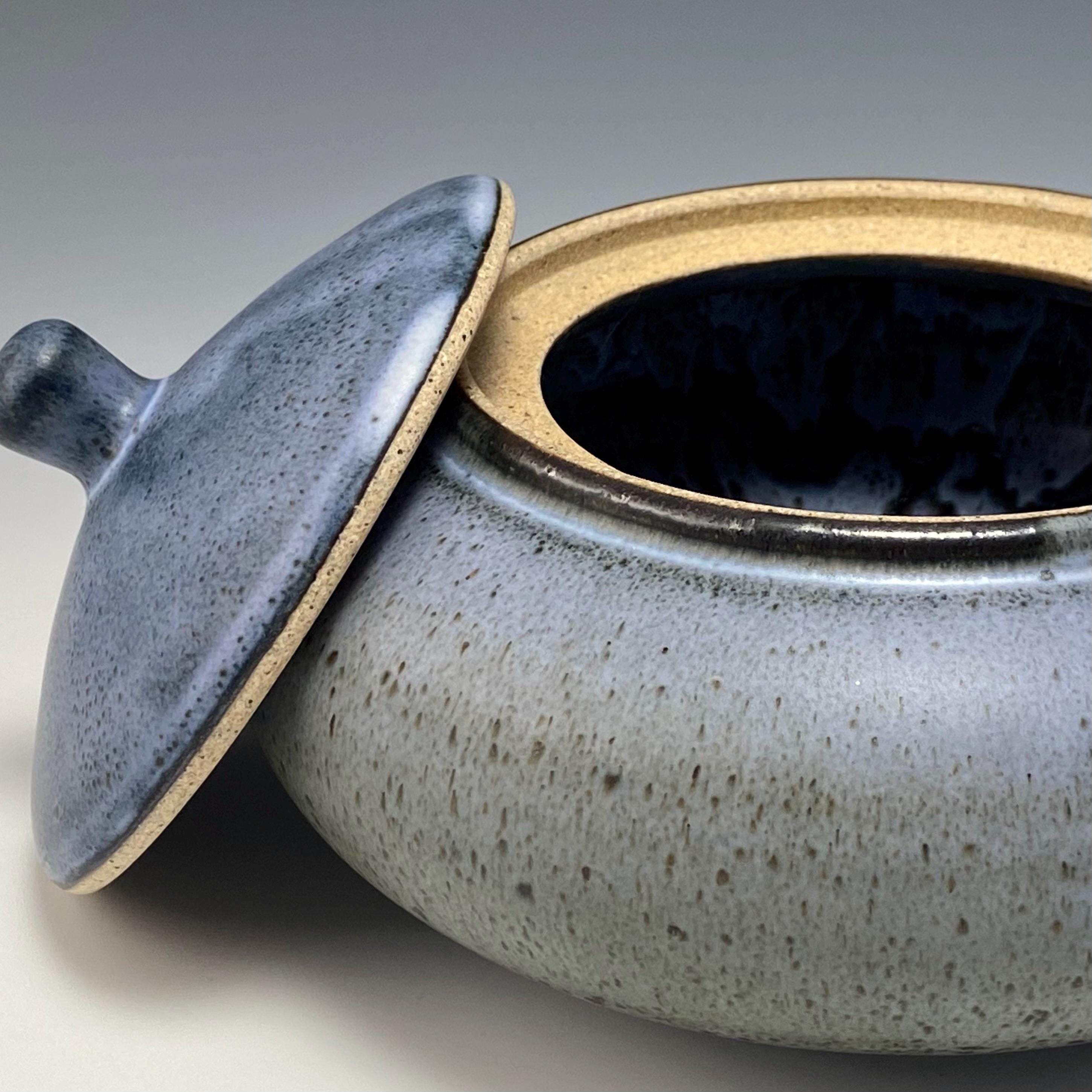 Blue Lidded Jar | Ceramic Jar | Blue Pottery Jar | Blue Stoneware Jar ...