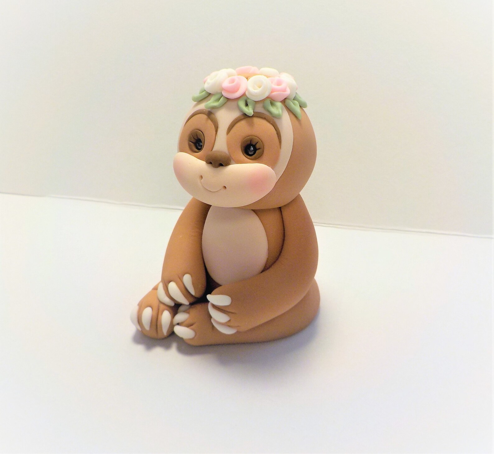 Fondant Sloth Jungle Animal Cake Topper First Birthday Baby Shower Bow ...