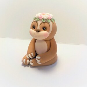 Fondant Sloth Jungle Animal Cake Topper 1st Birthday Baby Shower Bow ...