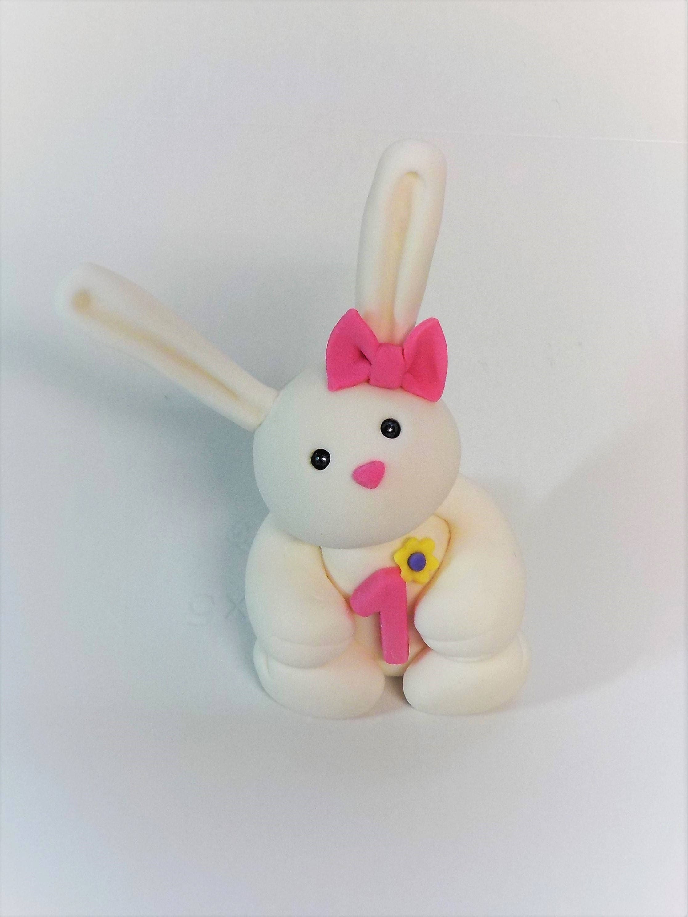 Fondant Bunny Cake Topper: Custom Birthday, Baby Shower Decor - Etsy