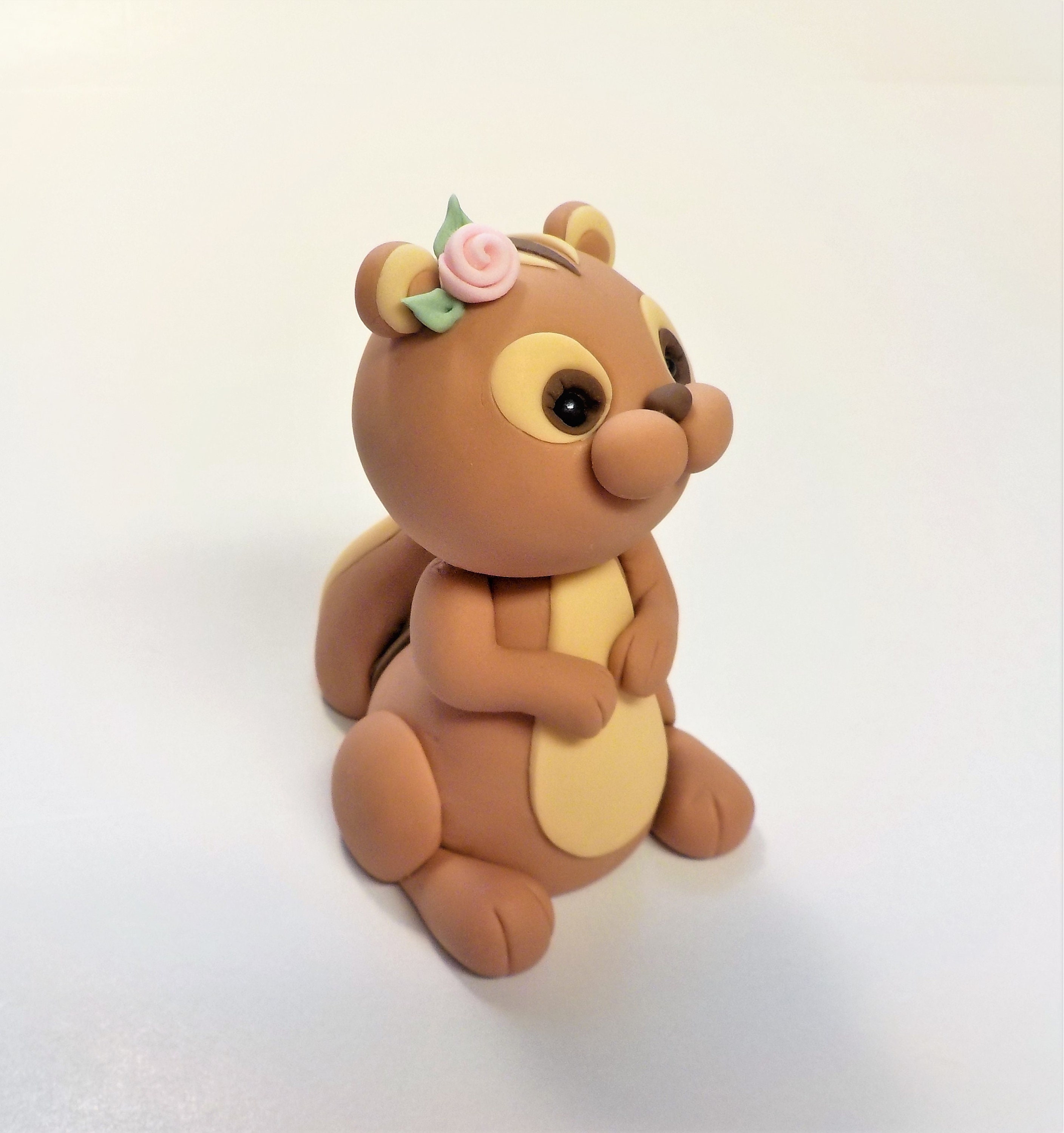 Fondant Squirrel Cake Topper: Woodland Animal, Flower Optional, Forest ...
