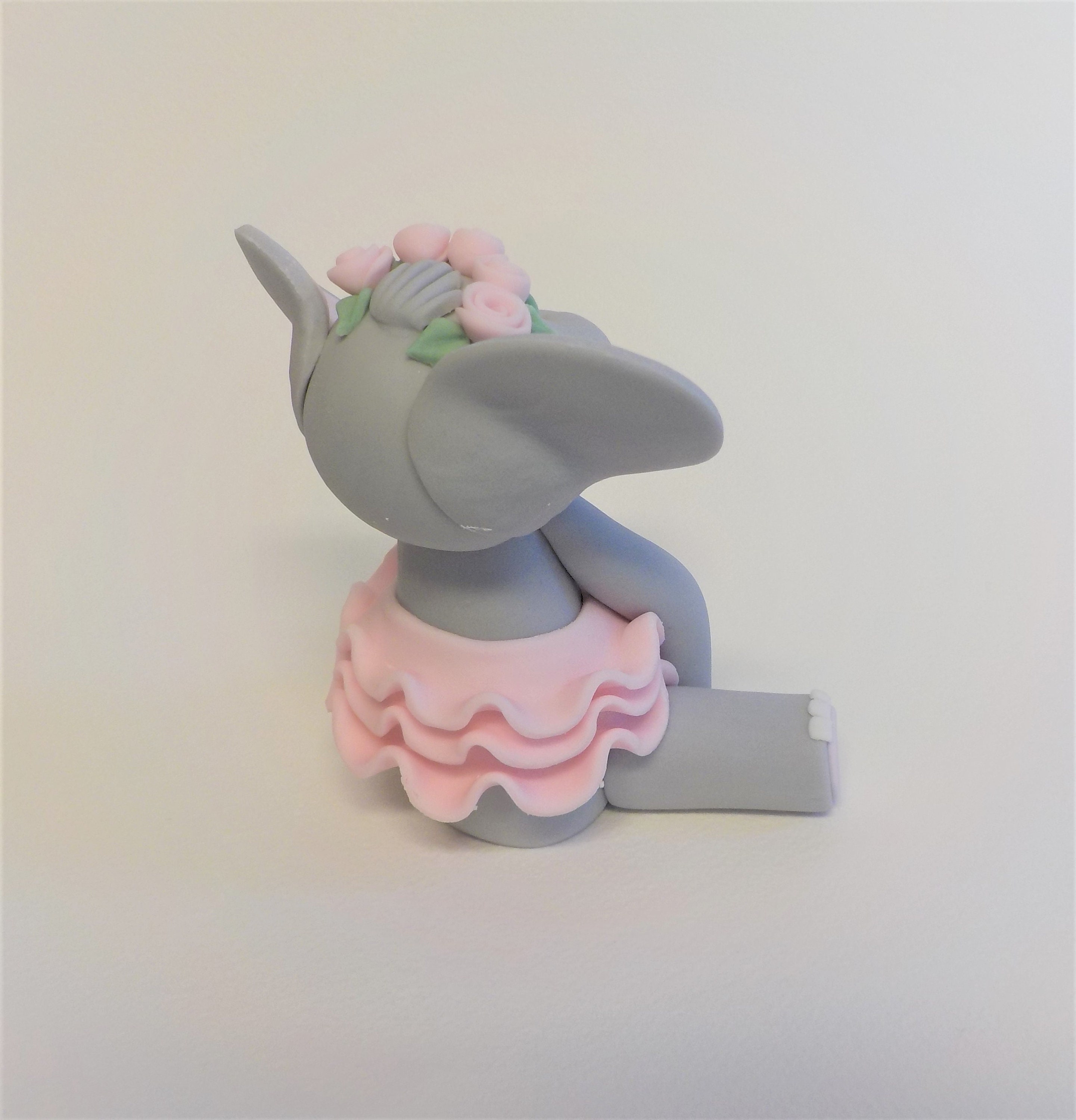 Fondant Elephant with Lt. Pink Tutu and Roses Cake Topper 3.5 | Etsy