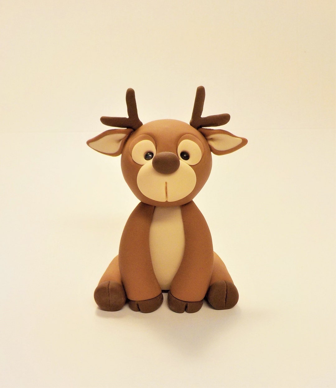 Fondant Brown Baby Deer Animal Cake Topper First Birthday Baby Shower ...