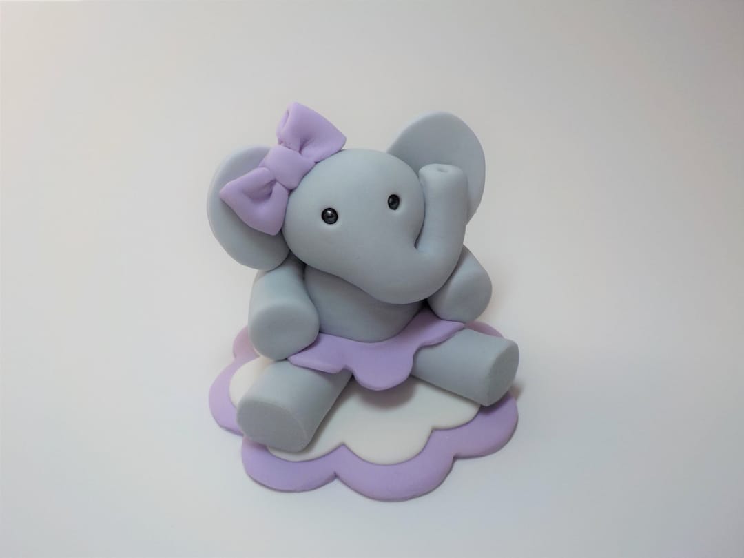 Fondant Elephant With Bow and Base Cake Topper Color and Base Options ...
